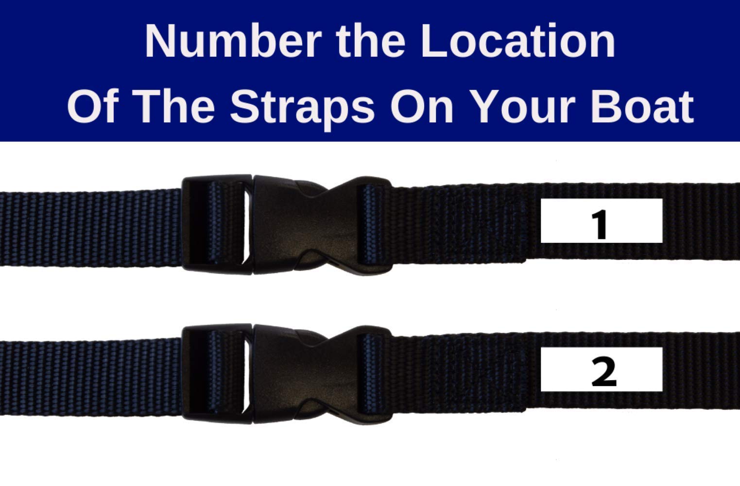 EZ-Xtend Adjustable Boat Cover Tie Down Straps w/Delrin Quick Release Buckles - Heavy Duty 1" Polyester Webbing 4500 lb Break Strength - 250 lb QR Buckle - Boat Accessories - 2 Pack (12 Feet, Black)