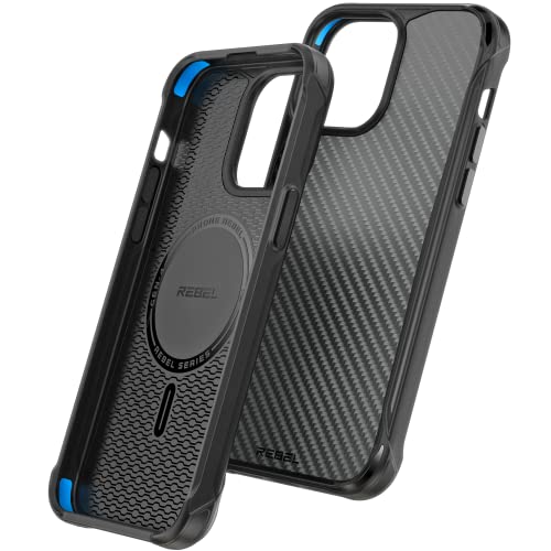 REBEL Phone iPhone 14 Pro Max Case Series GEN-4 Aramid Fiber, Strong MagSafe Compatible, Protective Shockproof Corners, Metal Buttons, Upgraded Slim Case for iPhone 14 Pro Max 6.7 2022 (Black)