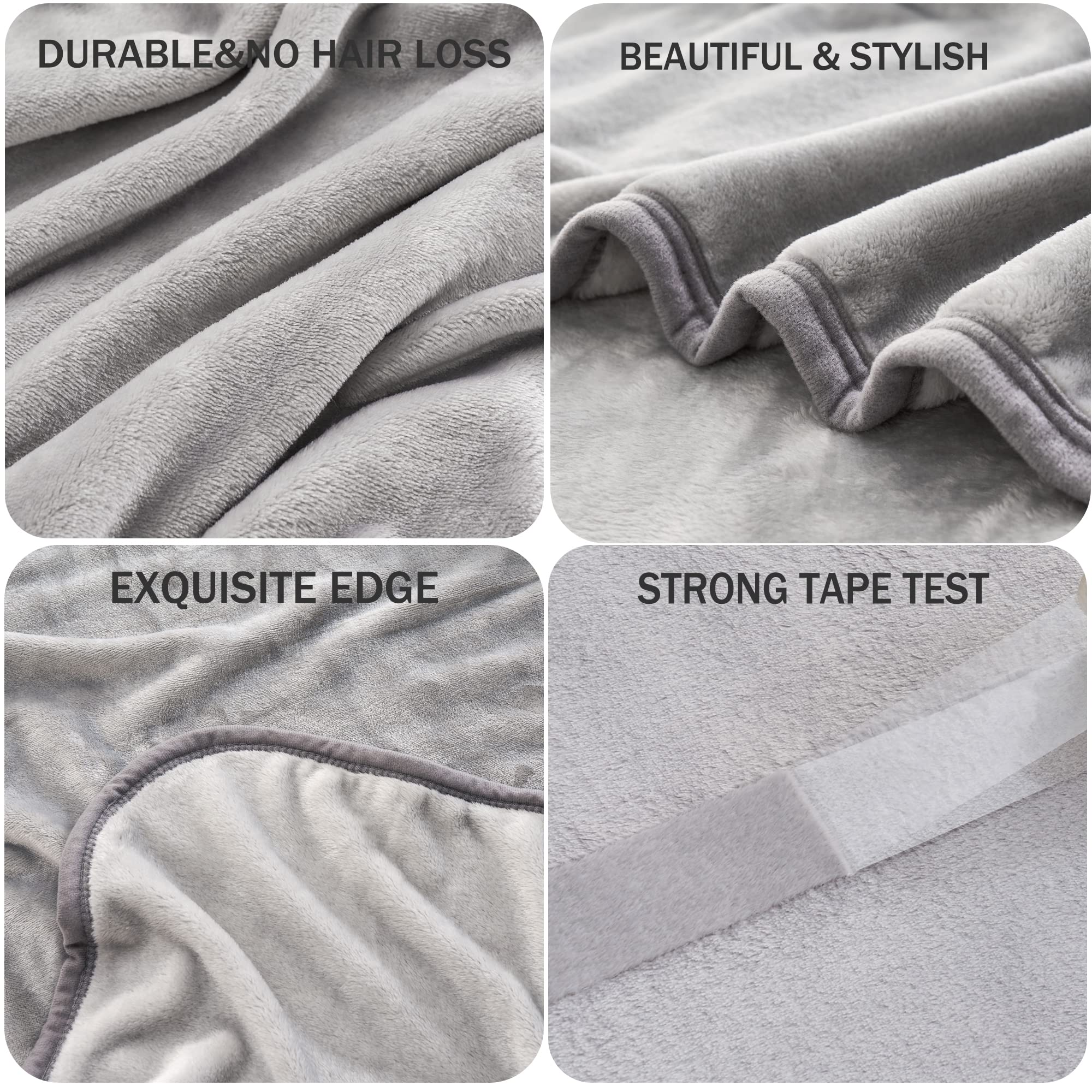 ELNIDO QUEEN Fleece Blanket Twin Size Light Grey - 330GSM Luxury Lightweight Plush Cozy Soft and Warm Blankets for Couch, Sofa, Bed, Office, Travel, Camping (60x80 Inches)