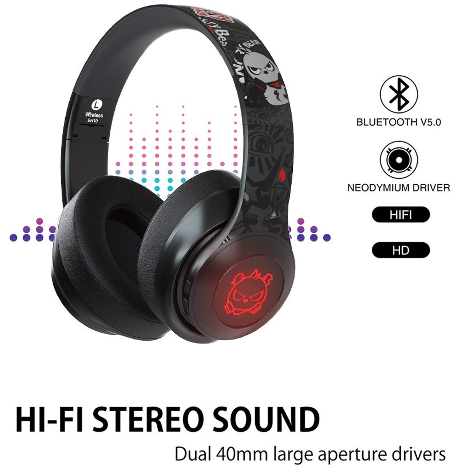 Dualpow Bluetooth 5.0 Headphones, Wireless Over Ear Gaming Homeschooling Headset 24Hrs Playtime Deep Bass Microphone for iPhone/Android/IPAD/Tablets/TV/PC & ONLY Wired for PS4/PS5,Switch,Xbox (an