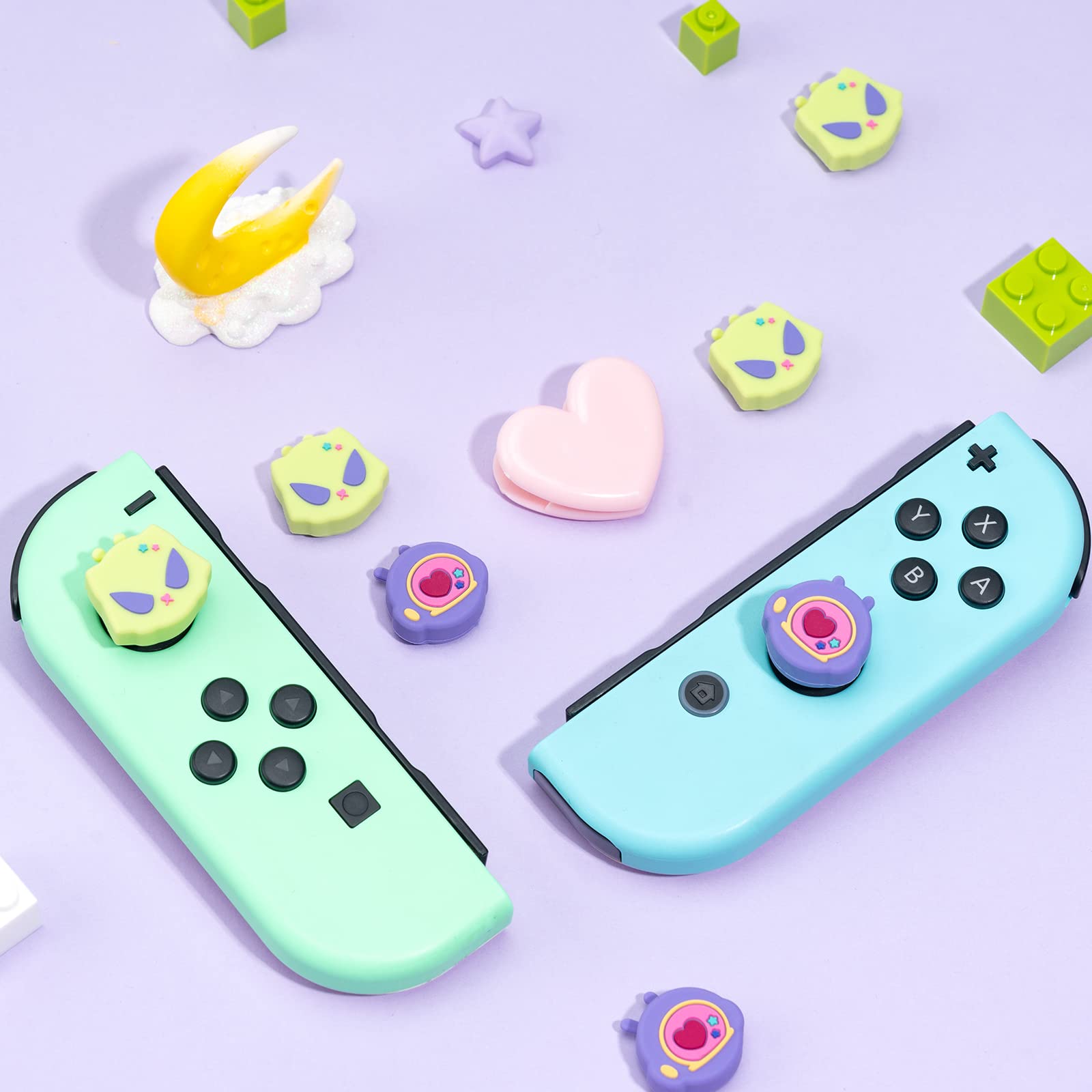 GeekShare Cute Animal Theme Silicone Joycon Thumb Grip Caps,Compatible with Nintendo Switch/OLED/Switch Lite,4PCS - Little Monster