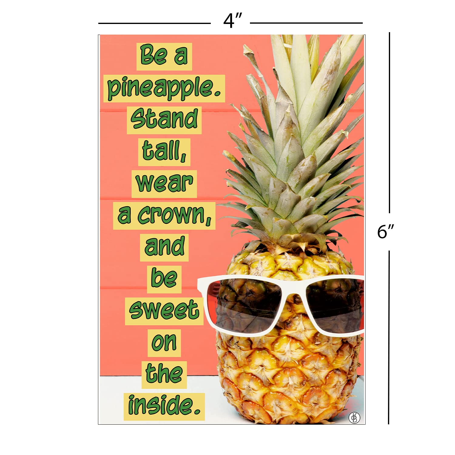Inspirational Pineapple Magnet for Refrigerator Locker Toolbox Car White Board Ammo Can - 4 x 6 Inches - Be A Pineapple - KCM0158