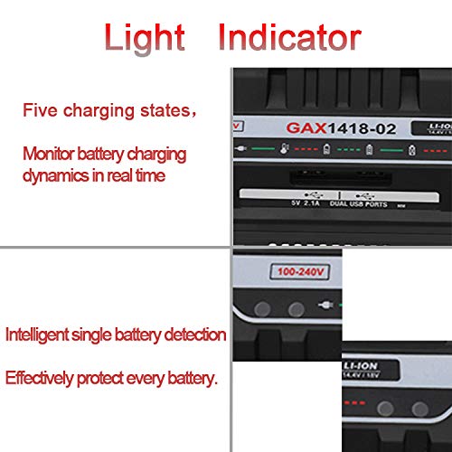 For Bosch Dual Charge Port 14.4V-18V Electrical Drill Li-ion Battery BAT609 BAT609G BAT618 BAT618G BAT614 2607336236
