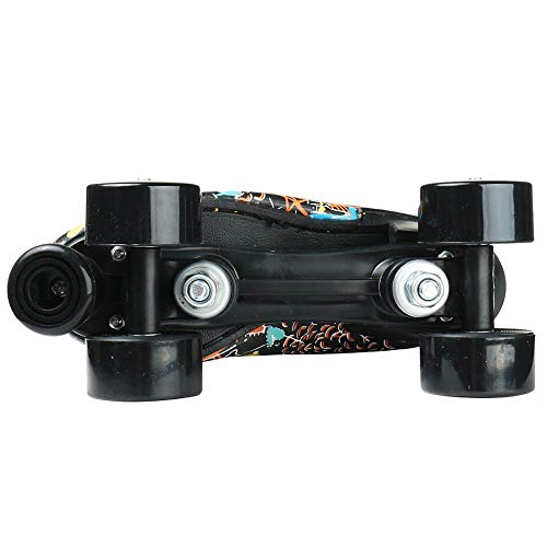 DUBUK Roller Skates Light Up Wheels, Graffiti High-Top Leather Adjustable Hardwearing Double Row Roller Skates with Illuminated Wheels for Boys and Girls (Black b,41)