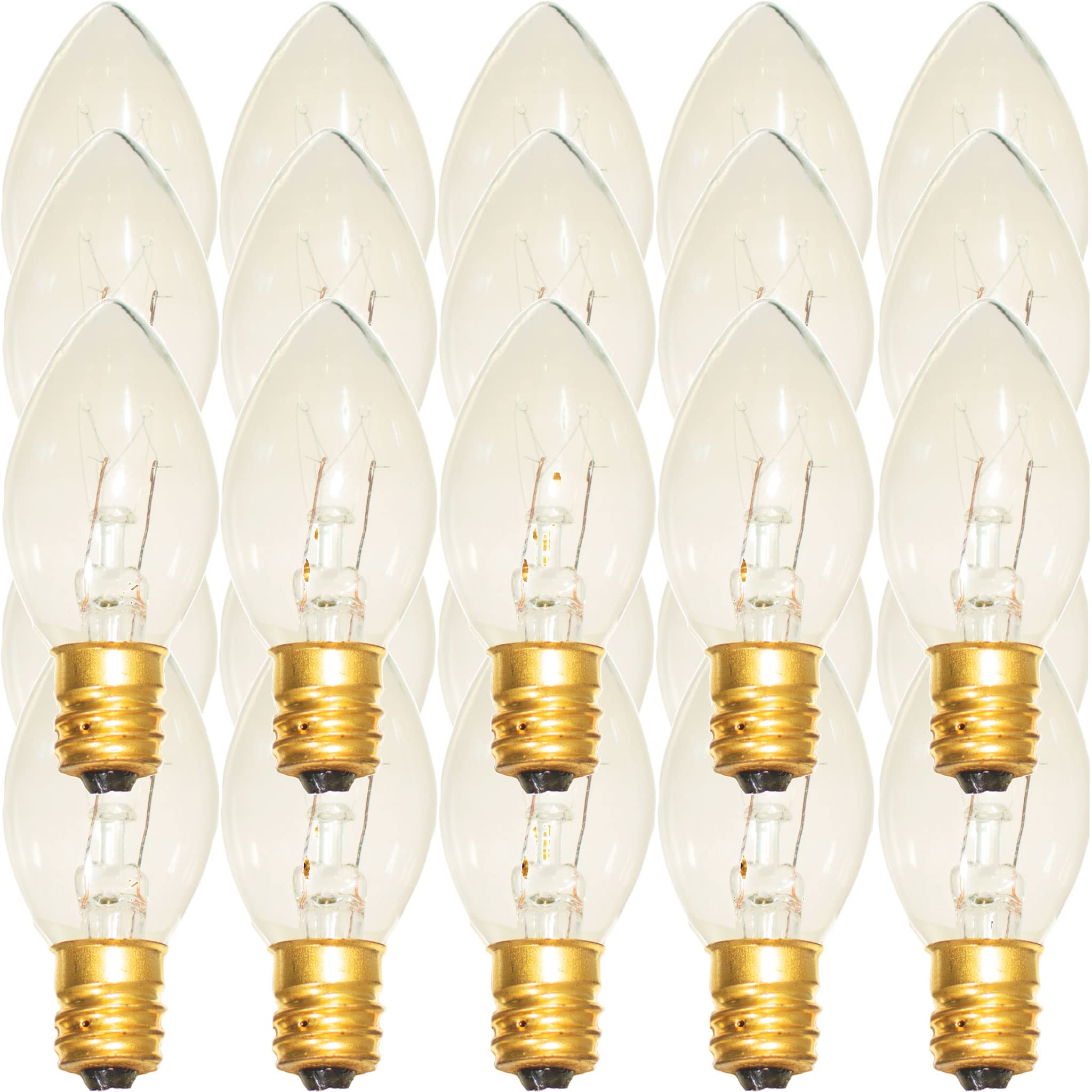 EST. LEE DISPLAY L D 1902 Indoor & Outdoor String Light C9 Glass Christmas Steady Transparent Replacement Bulbs E17 Socket C-9 Candelabra Style Box of 25 (Solid Red, White, Blue)