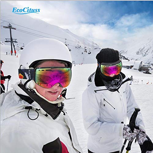 ECOCITUSS OTG Ski Goggles - Over Glasses Ski/Snowboard Goggles for Men, Women & Youth - 100% UV Protection