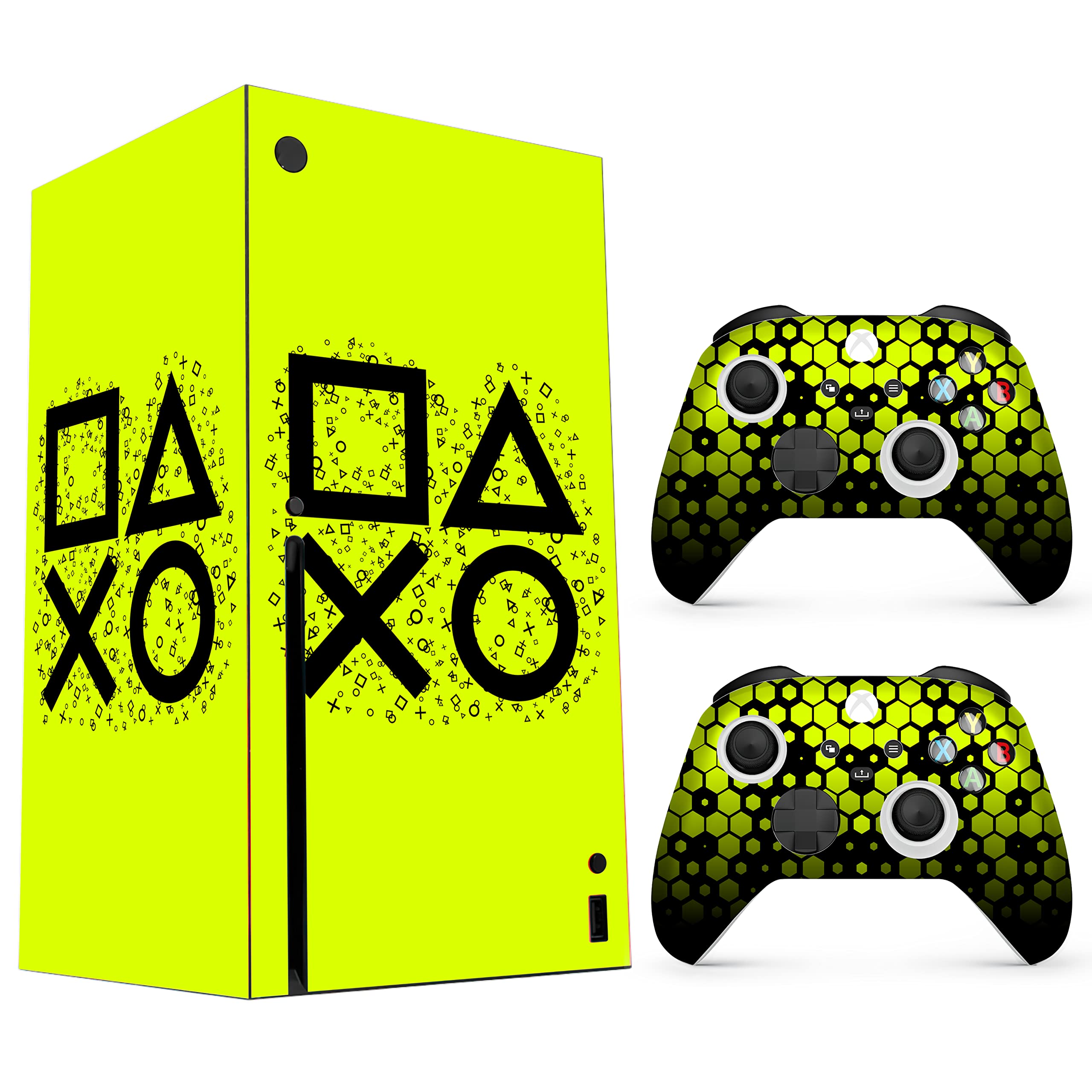 HK Studio Joystick Decal Sticker Skin to Cover X-Box Series X with No Bubble, Waterproof, Full Protection - Including 2 Controller Skins and Console Skin
