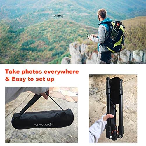 GEEKOTO Horizontal Tripod, 76 Inch Aluminum Camera Tripod Monopod with 360 Degree Rotatable Center Column and Ball Head, Professional Tripod with Quick Release Plate, Carry Bag