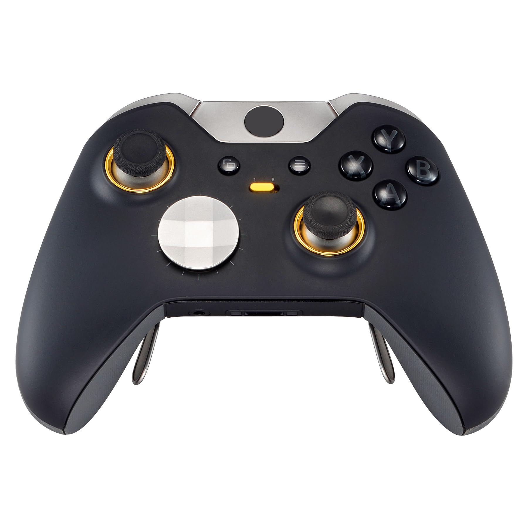 eXtremeRate Matte Chrome Gold Accent Rings Accessories for Xbox One Elite Controller, Replacement Parts Profile Switch Buttons for Xbox One Elite Controller (Model 1698) - Pack of 2