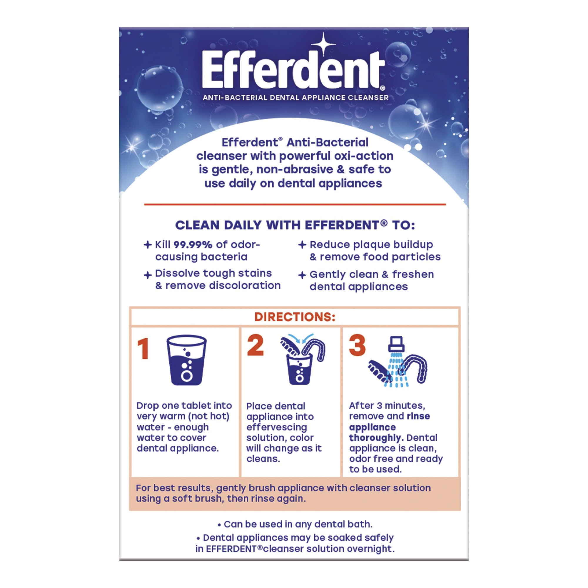Efferdent Retainer & Denture Cleaner Tablets, Coffee & Tea, 126 Count