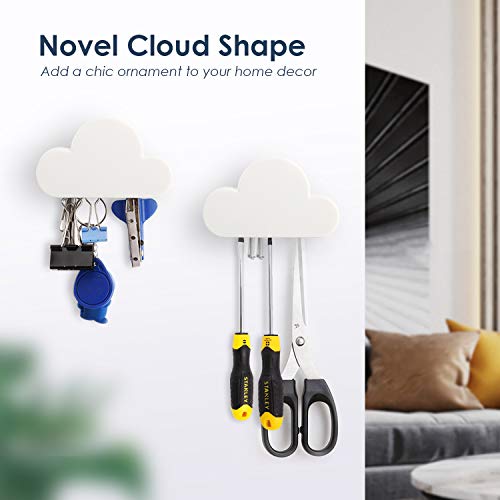 MoKo Magnetic Key Holder, [2 Pack] Magnetic Key Rack Organizer Hooks with Adhesive Magnetic Key Ring Holder for Wall Door - White