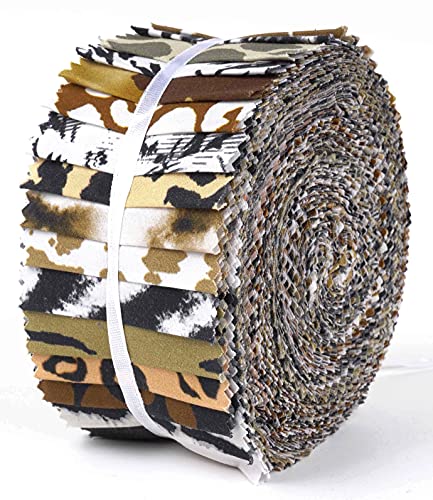 Soimoi 40Pcs Animals Print Cotton Precut Fabrics for Quilting Craft Strips 2.5x42inches Jelly Roll - Purple