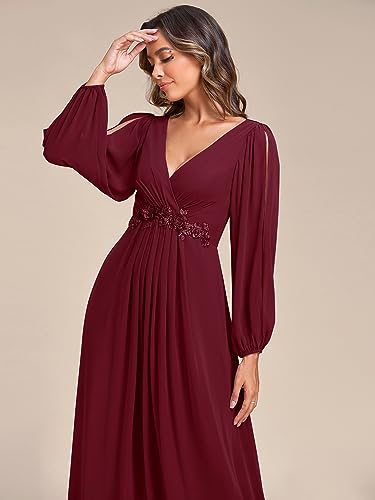 Ever-Pretty Women's Customized Generous Chiffon A Line Long Evening Dresses Burgundy US00