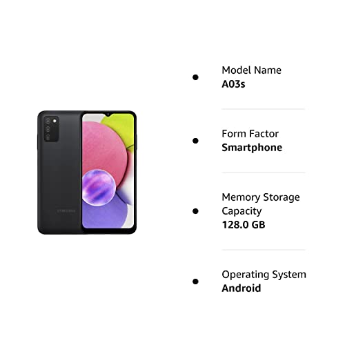 SAMSUNG Galaxy A03S 4G LTE (NOT 5G) 6.5" HD+ Triple Camera 5000mAh Battery, Dual Sim GSM Unlocked Global 4G Volte (NOT VERIZON/Boost) International Model A037M/DS (Black, 32GB+3GB)