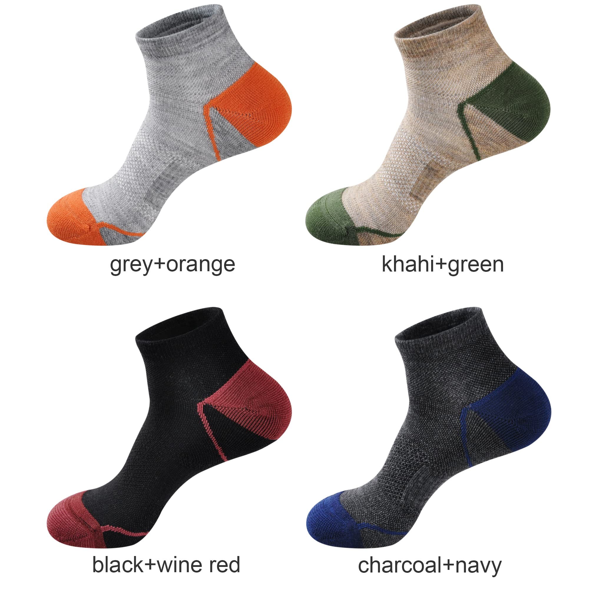 ECOEY Ultimate No Show Merino Wool Performance Athletic Running Socks for Men and Women (Black 4P, 9-11)