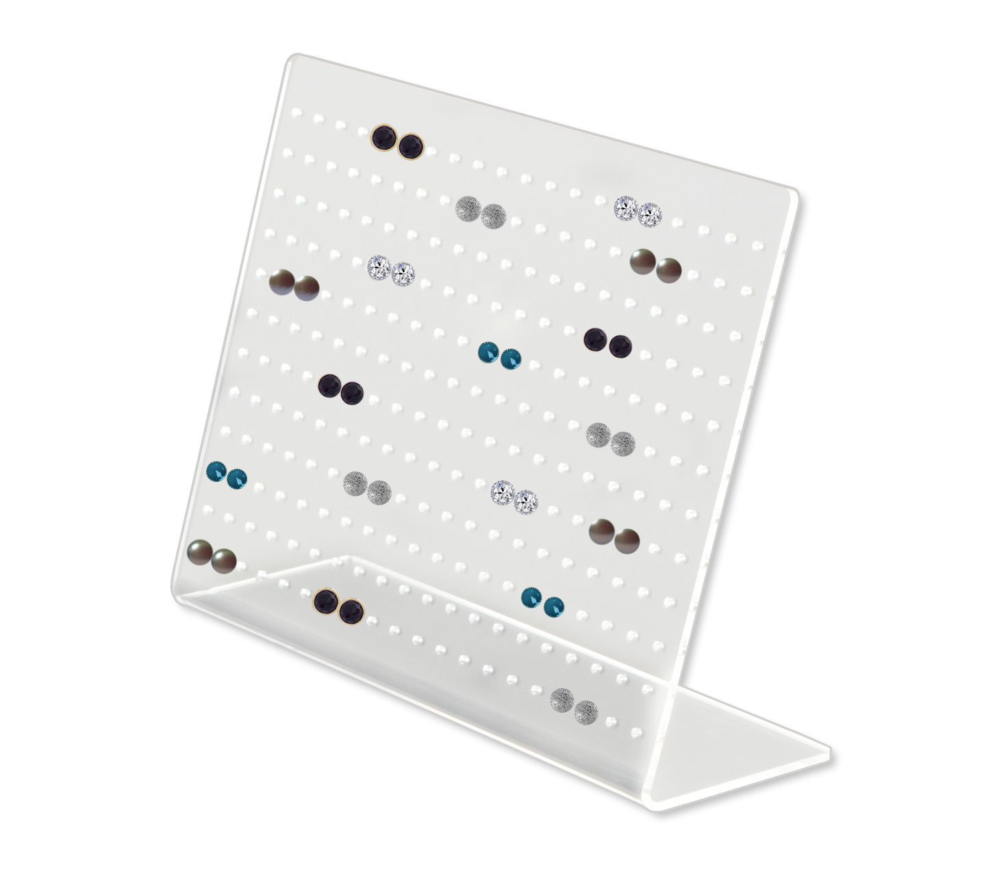 Displays2go Large Earring Stand Holds 120 Pairs, Acrylic, Two Colors - Pack of 5