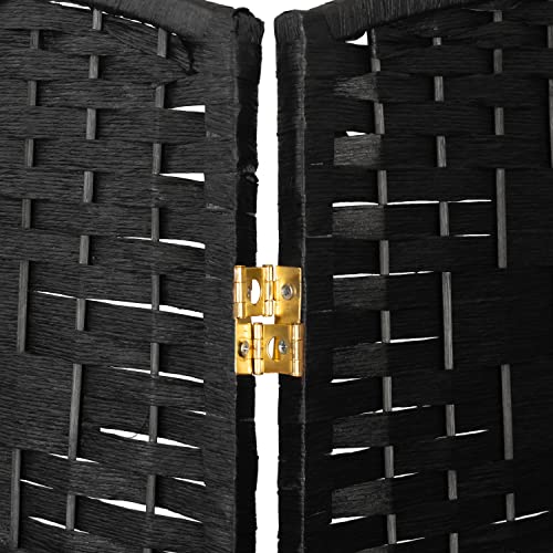 Red Lantern 3 ft. Short Diamond Weave Fiber Folding Screen - Black - 6 Panel