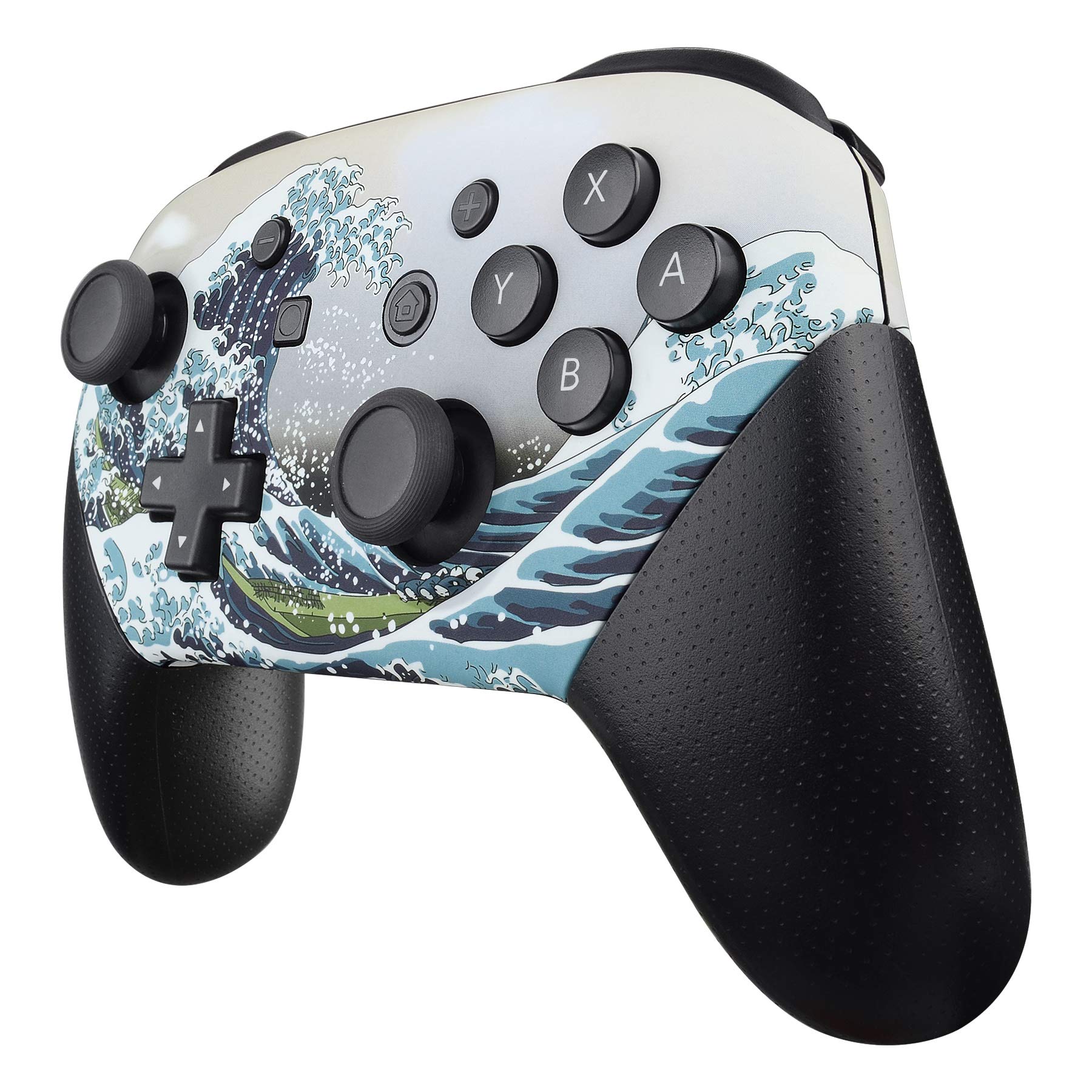 eXtremeRate Soft Touch Faceplate and Backplate for NS Switch Pro Controller, The Great Wave Patterned DIY Replacement Shell Housing Case for NS Switch Pro - Controller NOT Included