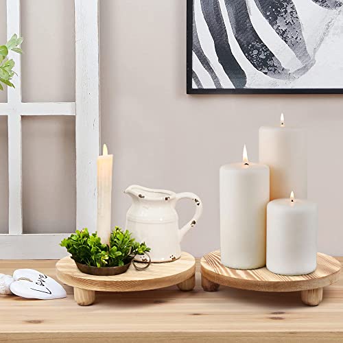 LotFancy Wooden Plant Stool, 2Pack, 10β Low Plant Stand, Round Pot Flower Pedestal Riser Holder for Indoor Outdoor Display