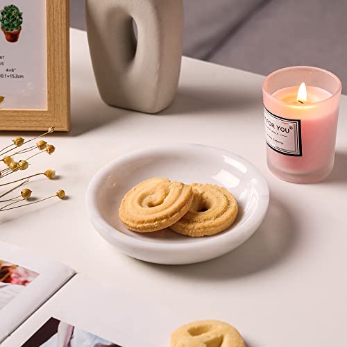 Natust Real Marble Jewelry Tray Ring Dish for Women, Trinket Dish for Key Earring Nightstand Decor, Mother's Day Engagement Birthday Gift (White)