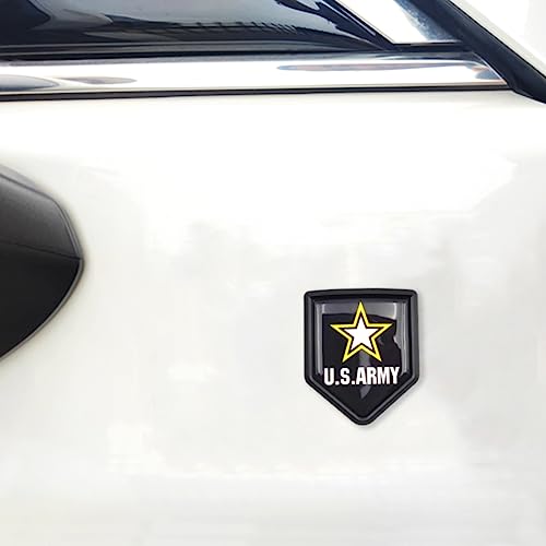 Overdecor US Army Flag Decal Sticker Military Emblem Chrome Shield Flags for Car Bumper (2 Pack)