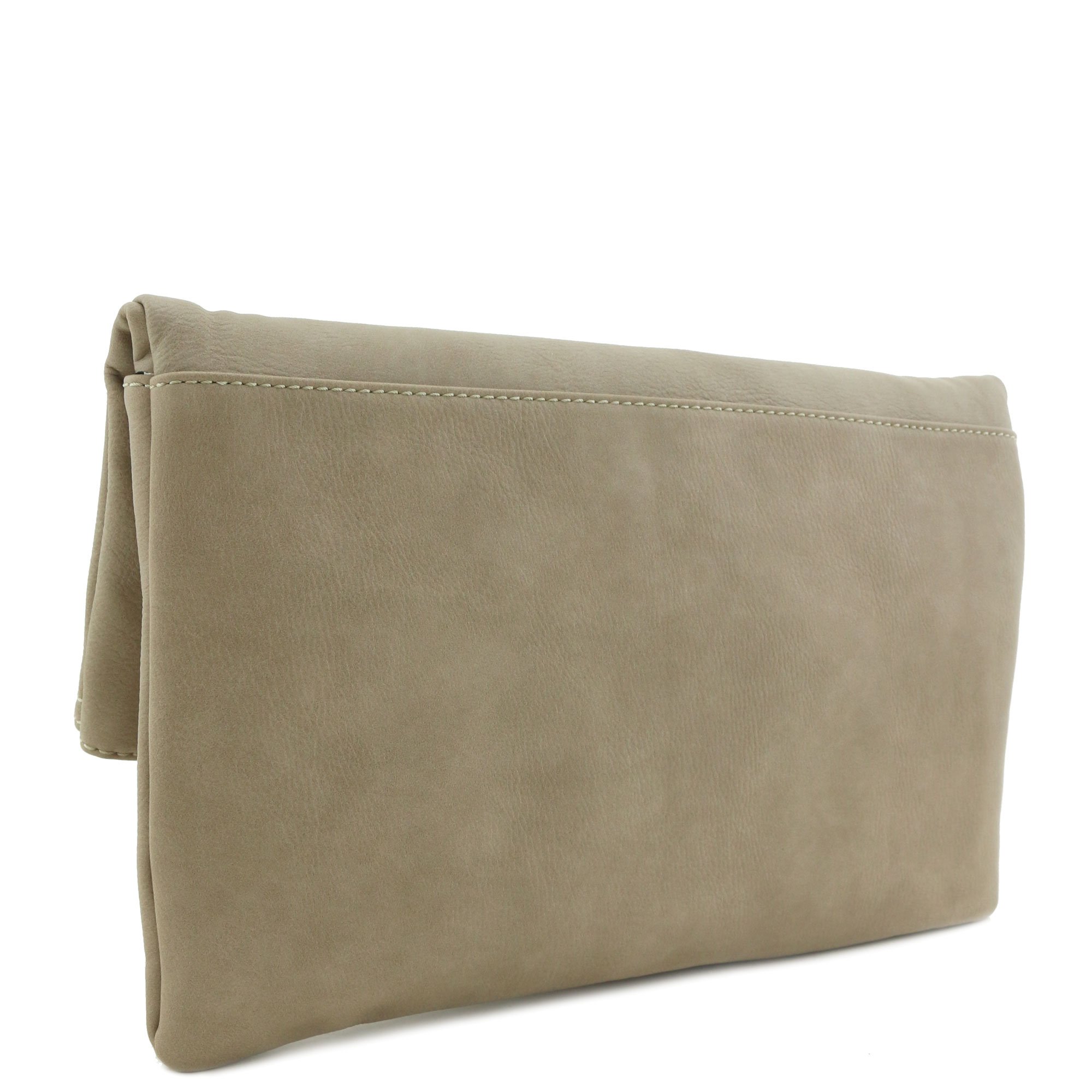 FashionPuzzle Tassel Accent Flapover Clutch Purse with Chain Strap Beige (Brick) One Size