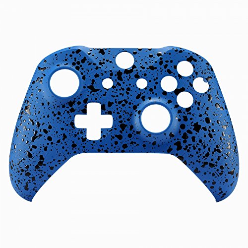 eXtremeRate Textured Blue Faceplate Cover, 3D Splashing Front Housing Shell Case, Comfortable Non-Slip Replacement Kit for Xbox One Wireless Controller Model 1708 - Controller NOT Included