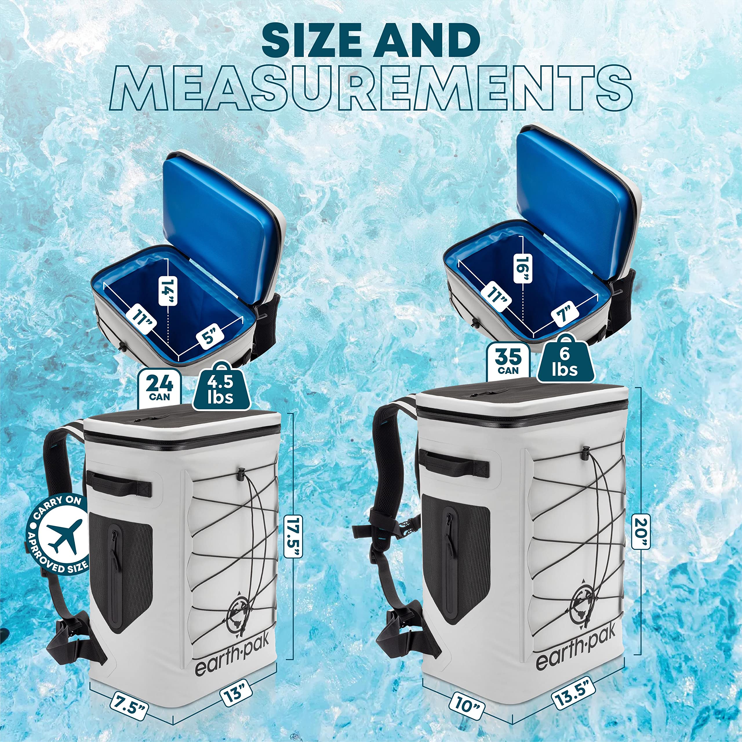Earth Pak Loch Series Cooler Backpack - Holds 24 Cans, Waterproof, Comfortable, Extra Storage
