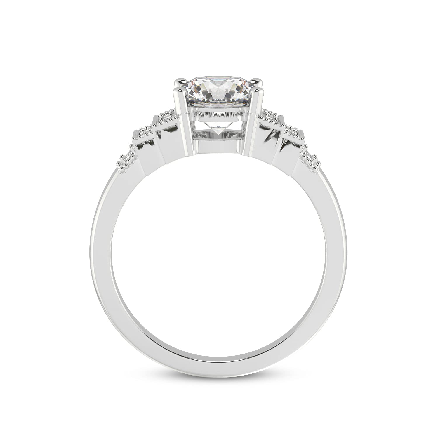 FRIENDLY DIAMONDS 0.50 carat IGI Certified Round Shape Lab Grown Diamond Engagement Ring | 14K White Gold | Joy Tapering Side Stone Lab Diamond Ring | FG-VS1-VS2 Quality (Ring Size 6.5)