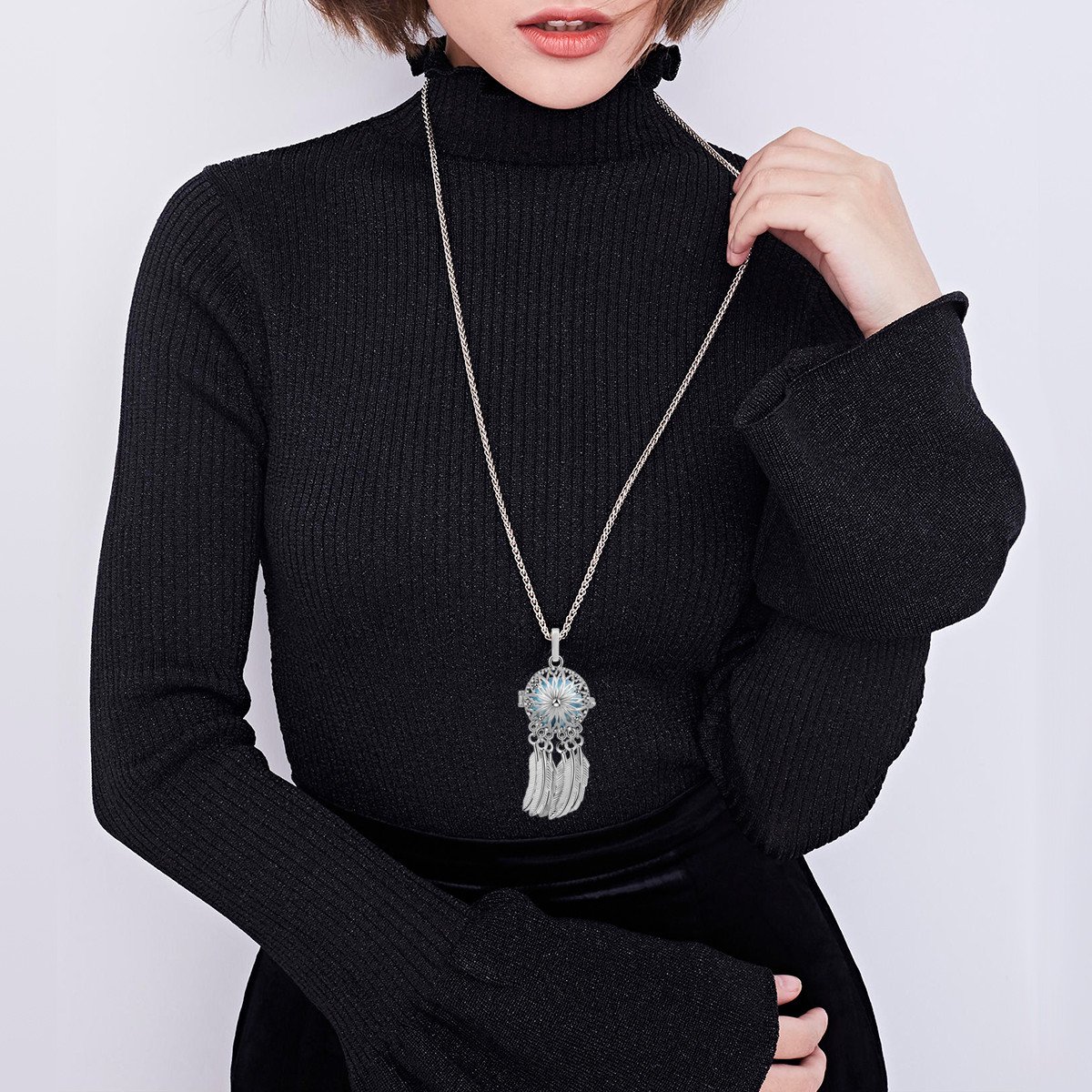 EUDORA Harmony Bola Musical Maternity Ball Baby Wings Chain Necklace Wishing Prayer Bell Locket Dodger Blue