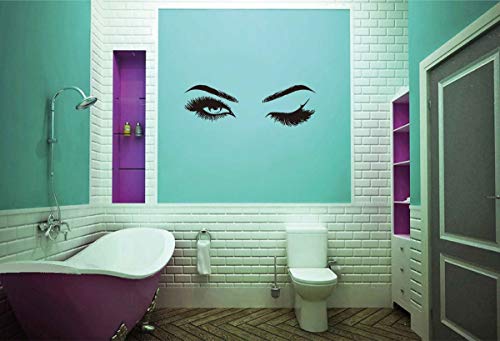 DXLING 49.2inch Large Beauty Salon Eyelash Wall Decor Stickers Make Up Store Home Decoration Murals (LC560 Black)