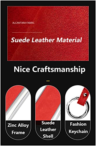 SANRILY 1Pcs Suede Leather Smart Key Fob Cover for Volvo XC90 2018 XC60 S90 V90 2019 2020 Keyless Keychain Holder Full Protection Key Fob Shell Case Red
