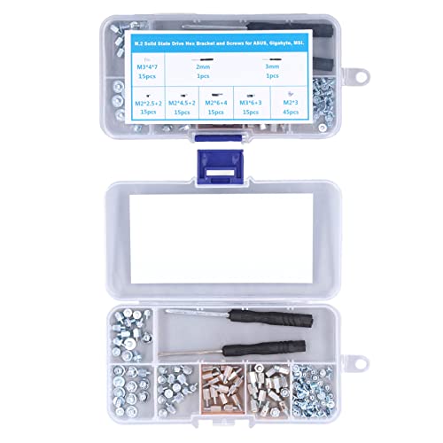FTVOGUE Laptop Repair Screws M.2 Solid State Drive Fixing Studs Computer Standoffs Screws Assortment Kit with a Screwdriver with Screwdrivers and Hex Head Bracket, Micro Screwdriver