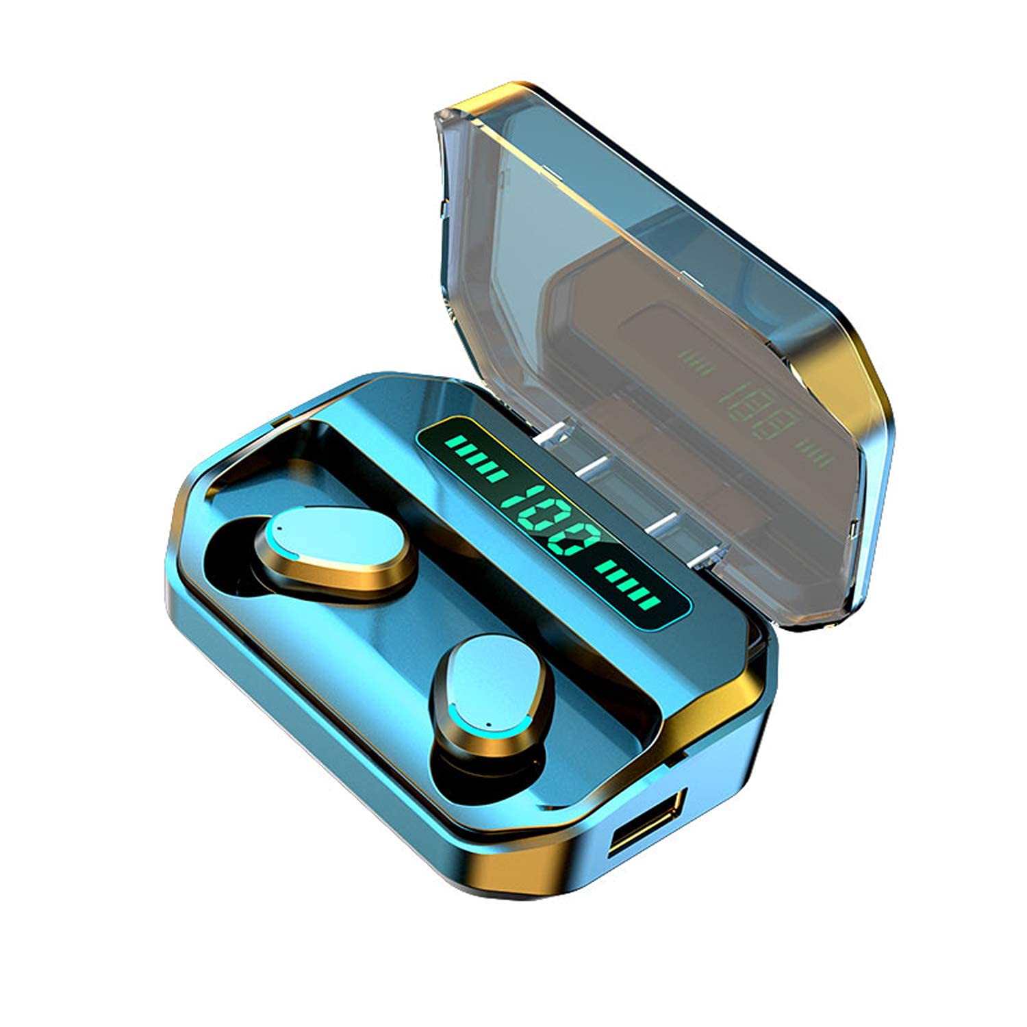 New Wireless Earbuds Bluetooth 5.0 Headset, IPX7 Waterproof, 100 Hours Play time with Charging Box, LED Battery Display, auriculares, 3D Stereo Audio Full Touch Screen Headset with Microphone