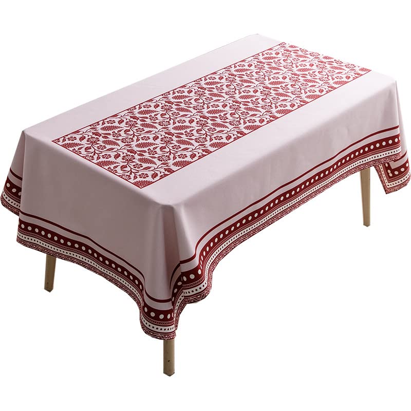 Home Red Table Cover Christmas Decoration Waterproof Rectangular Tablecloth Party Decoration Table Cover Mantel A2 140x210cm