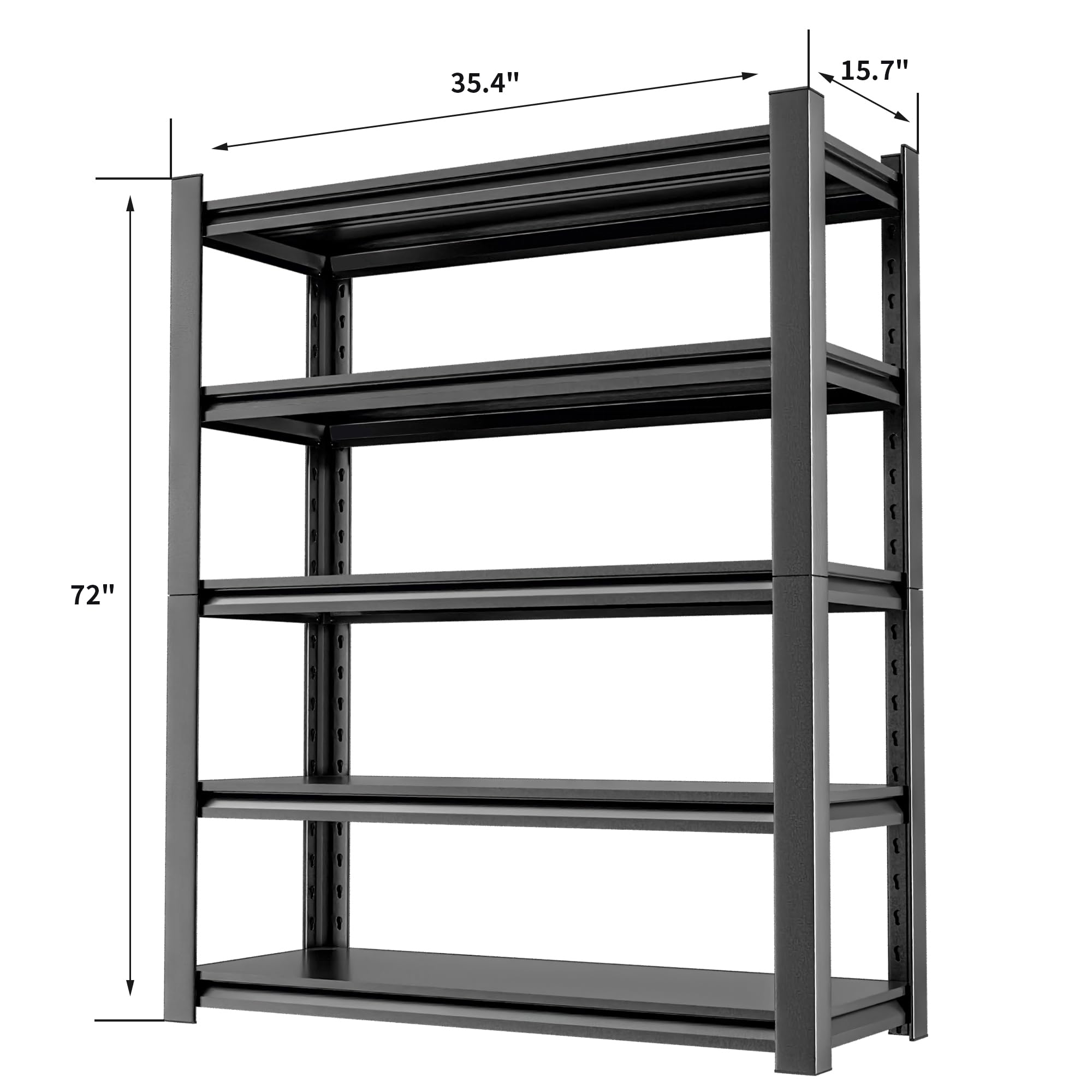 OLLRRACT Storage Shelves Garage Shelving Heavy Duty - 72''H Garage Shelves Adjustable 5 Tier Metal Shelving Unit Storage Rack Shelving Industrial Utility Shelf 16" D x36 W x72 H(2 Pieces)