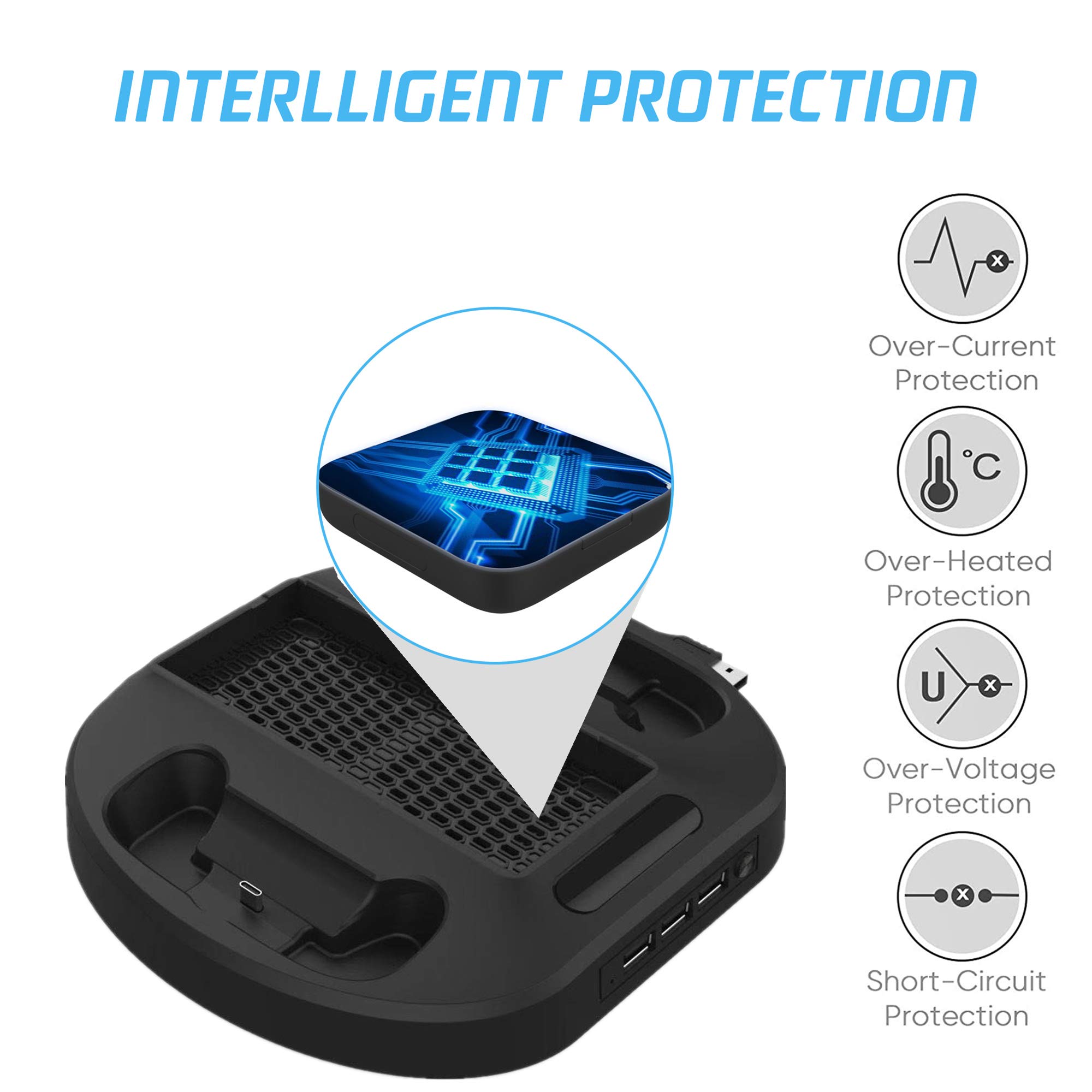FANPL Vertical Stand Cooling Fan Station for Xbox Series S with Dual Controller Charging Dock & Organizer USB Ports & LED Indicators (Black)