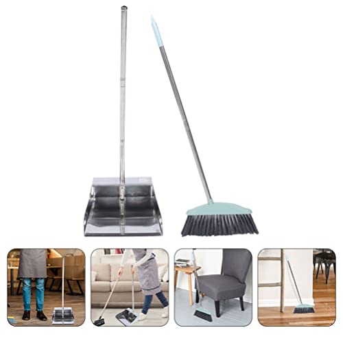 iplusmile 1 Set Garbage Shovel Sweeping Broom Dustpan Indoor Broom Dustpan Broom and Shovel Standing Dustpan Broom and Dustpan Kit Shop Broom Kitchen Broom Office Abs Bucket Stainless Steel