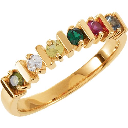 Family Mothers Ring 2 to 6 Birthstones 10k Yellow or White Gold