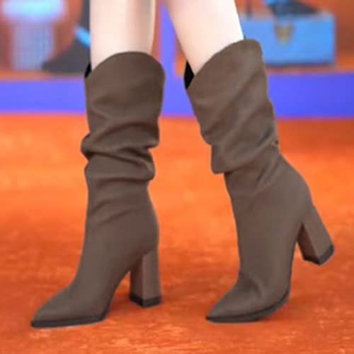 FASDNENDYS White Ankle Boots for Women Womens Shoes Fashion Casual Solid Color Slip On Elastic Boots Womens Chore Mid
