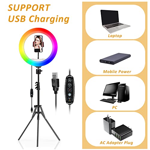 EEIEER 12" RGB Ring Light with Stand, video conference lighting, Dimmable Circle Light, Flash Light with Cell Phone Holder Desktop for Live Stream/Makeup/Video/Photography
