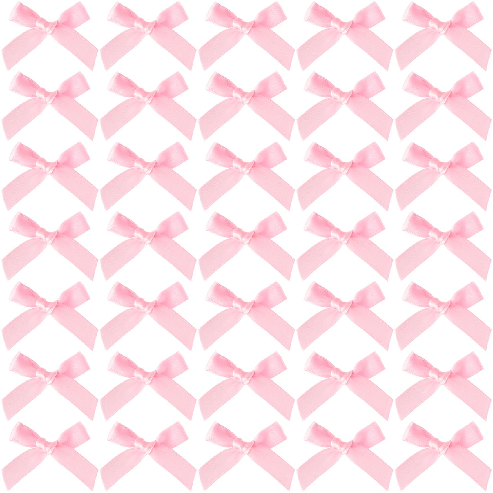Mxxipp 35pcs Mini Pink Ribbon Bows, Small Satin Ribbon Bow, Cute Soft Bowknot Sewing Accessories for Flowers Bakery Wrapping Christmas Wedding Birthday Party Decoration