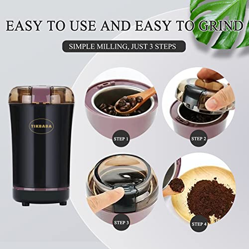 TIKBABA Electric Grinder for Coffee and Nuts,150 Watts Power(Black)