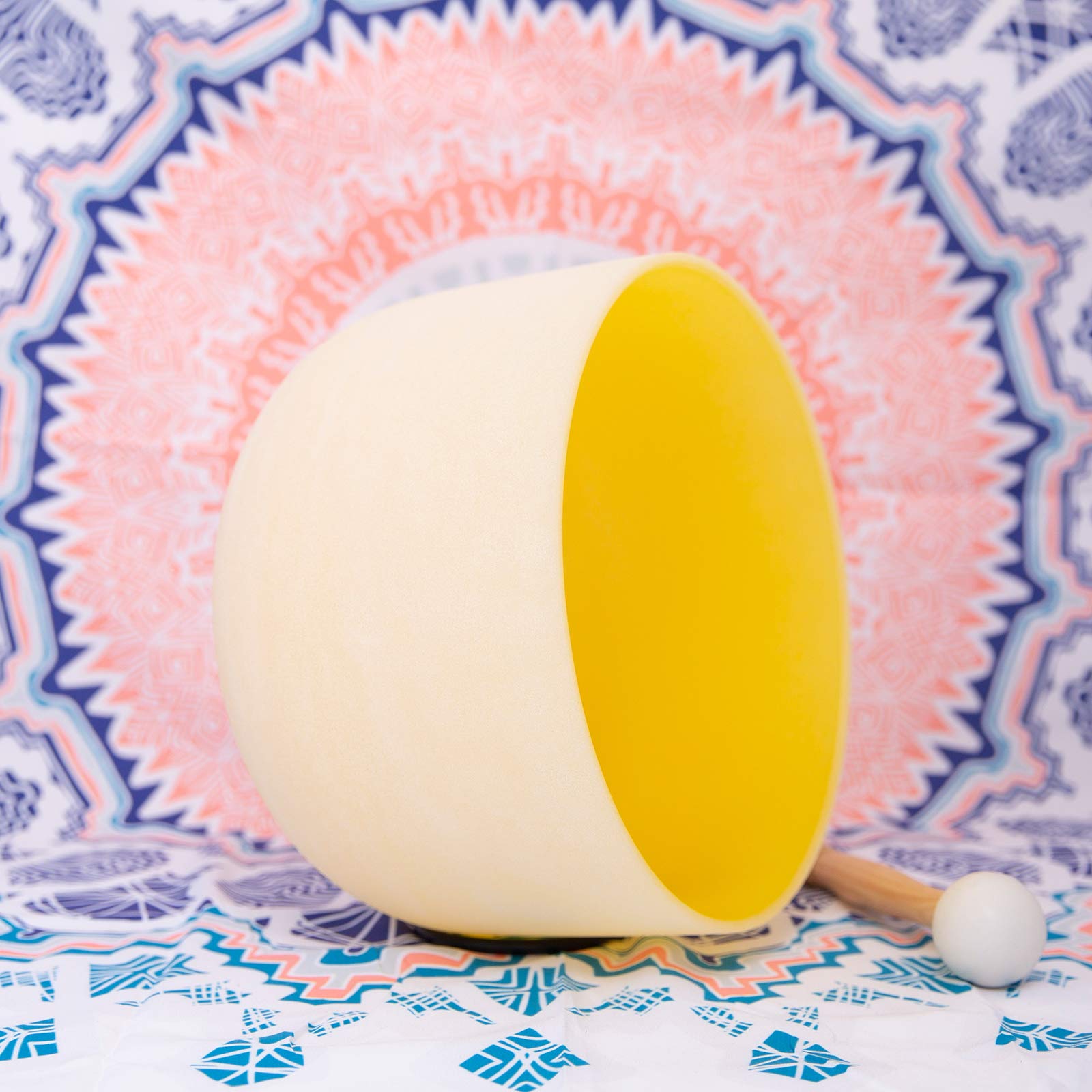 ENERGYSOUND Yellow Colored Frosted E Note Solar Plexus Chakra Quartz Crystal Singing Bowl 10 inch mallet and o-ring included