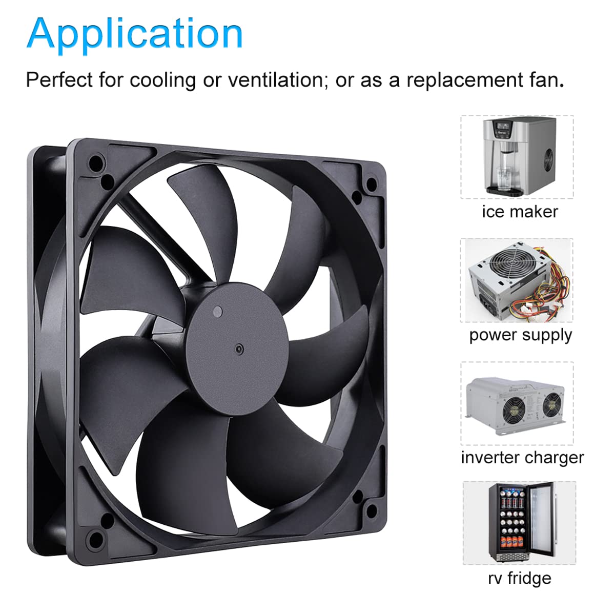 GDSTIME 120x25mm Ball Bearing Fan Bundle with Hydraulic Bearing 120x25mm Fan - 12V 2 Pin