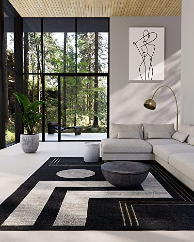 Momeni Edition Geometric Polyester Charcoal Area Rug, 7'9" x 9'10" Sized Rug for Living Room, Bedroom, Dining Room, and Kitchen