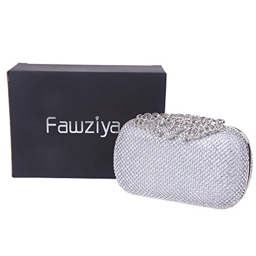 Fawziya Mini Peacock Evening Bag Rhinestones Clutch Purses For Women-Silver