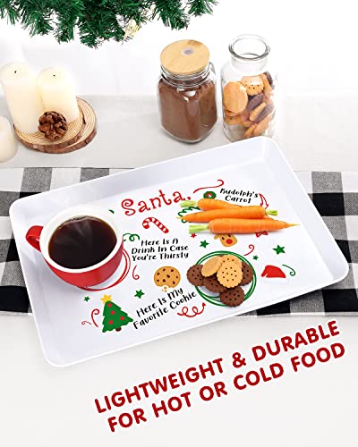 Nefelibata Santa Cookie Plate Christmas Serving Tray Plastic Cookies for Santa Platter and Tray Treat Rectangular Plate Christmas Eve Gift for Kids Xmas Holiday Sharing Snack Home Decorations Supplies