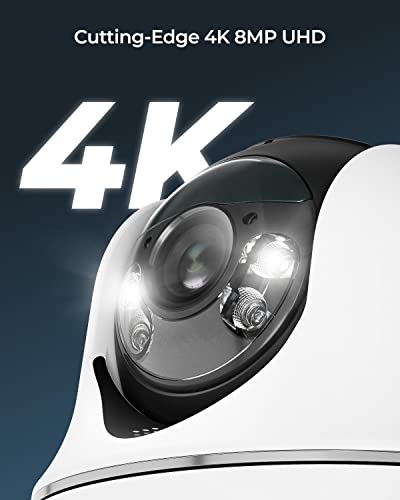 REOLINK First 4K Solar Security Cameras Wireless Outdoor, Argus PT 4K+ 6W Solar Panel, 360° Pan Tilt Solar Battery Outdoor Camera with 8MP Color Night Vision, 2.4/5 GHz Wi-Fi, No Monthly Fee