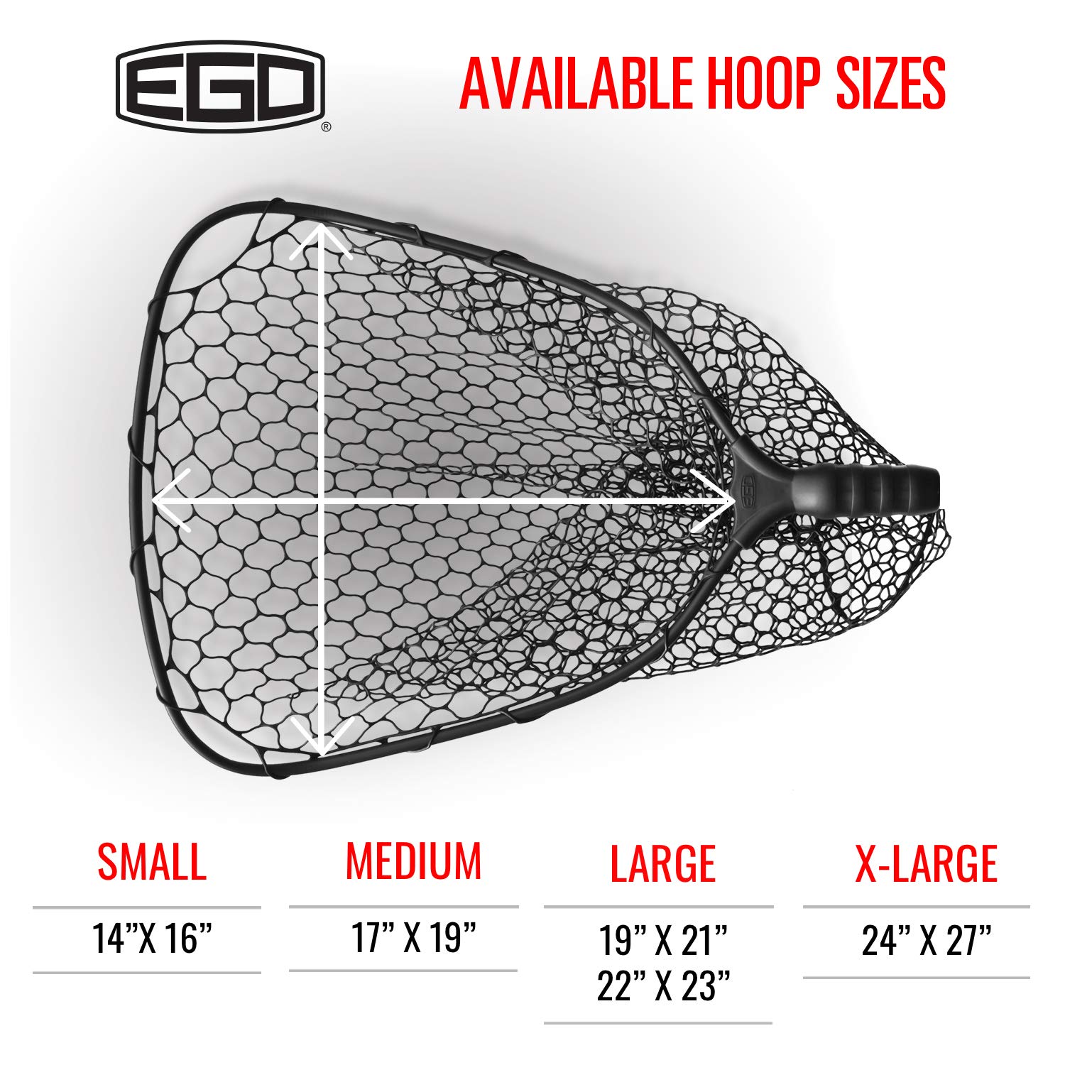 Ego S One Slider Fishing Net, Ultimate Fishermen’s Tool FIxed Handle, Replaceable Head, Salt & Freshwater, 2 Year Warranty, 19x21 Inch Hoop